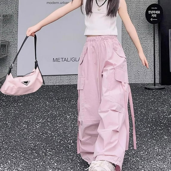 HAYIMI Kids Pants Girls Vintage Fashion With Pockets Cargo Pants Solid ...