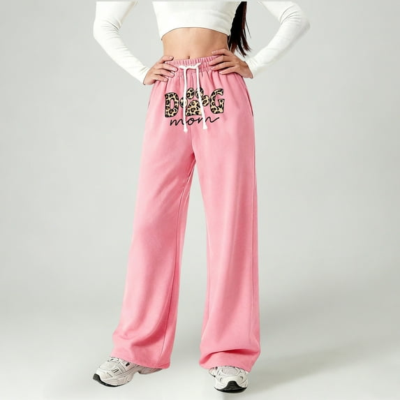 HAYIMI Kids Pants Letter Print Girls Casual Wide Leg Pants Loose Fit ...