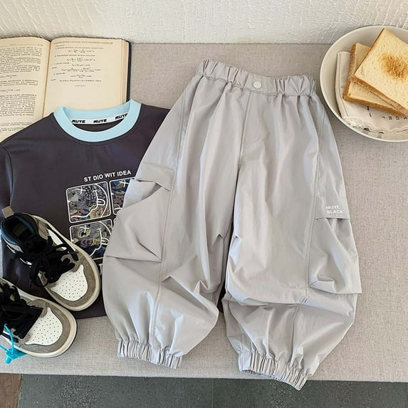 HAYIMI Kids Pants Summer Boys Girls Loose Waist Pants With Pockets ...