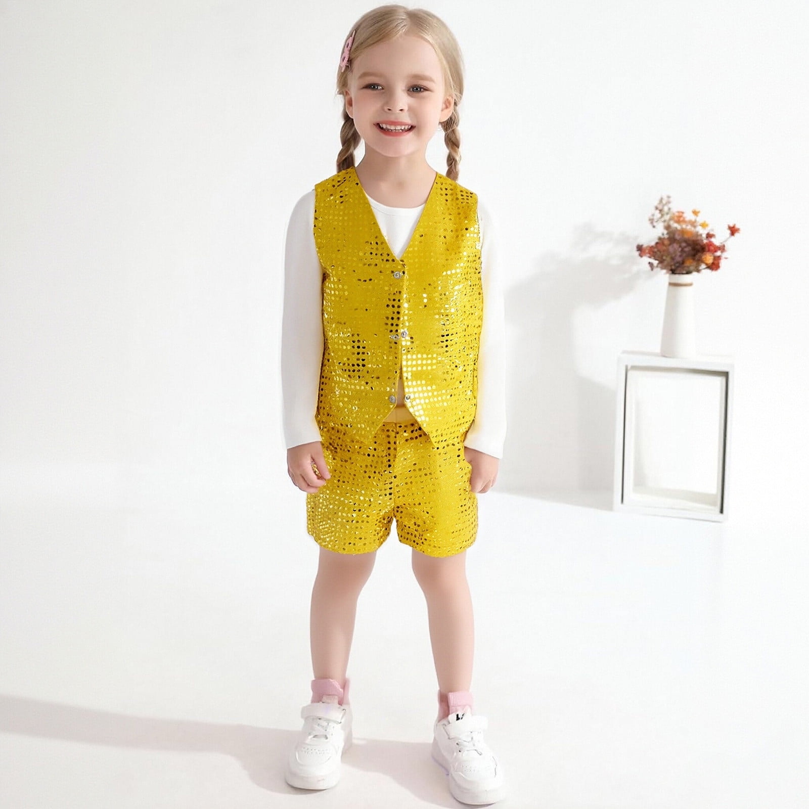 HAYIMI Kids Shine Girls Two Piece Outfit Sets Glitter Party Dress With ...