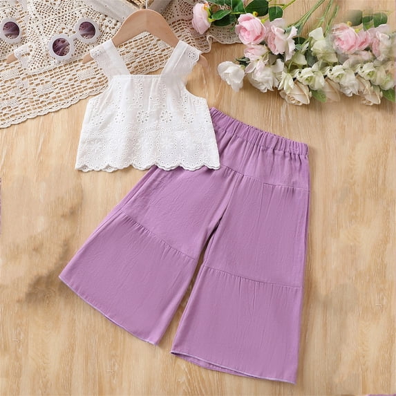 HAYIMI Kids Summer Clothes Toddler Girl Camisole Outfit Baby Linen Lace ...