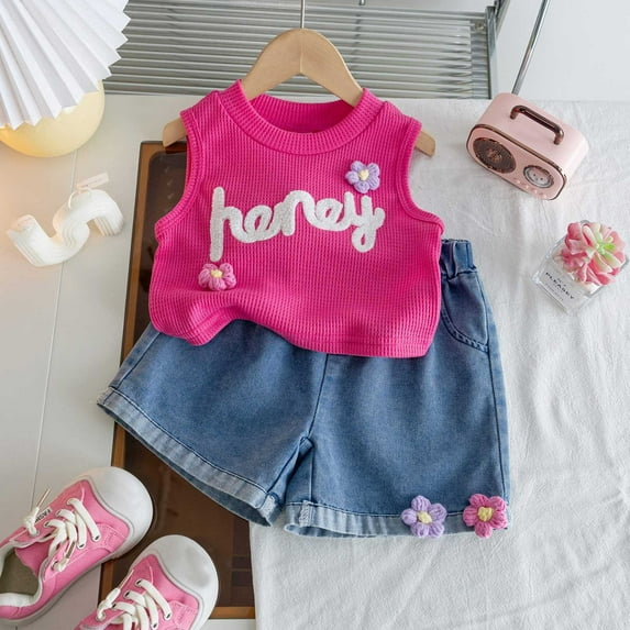 HAYIMI Kids Summer Toddler Girls Sleeveless Floral Vest O-Neck T Shirt ...