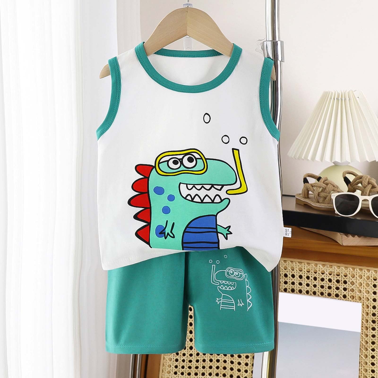 HAYIMI Kids Toddler Baby Boy Summer Clothes Retro Embroidery Animals ...