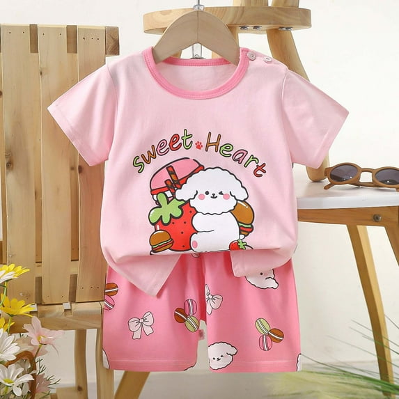 HAYIMI Kids Toddler Short Sleeved T-Shirts Tops And Shorts Boys Girls ...