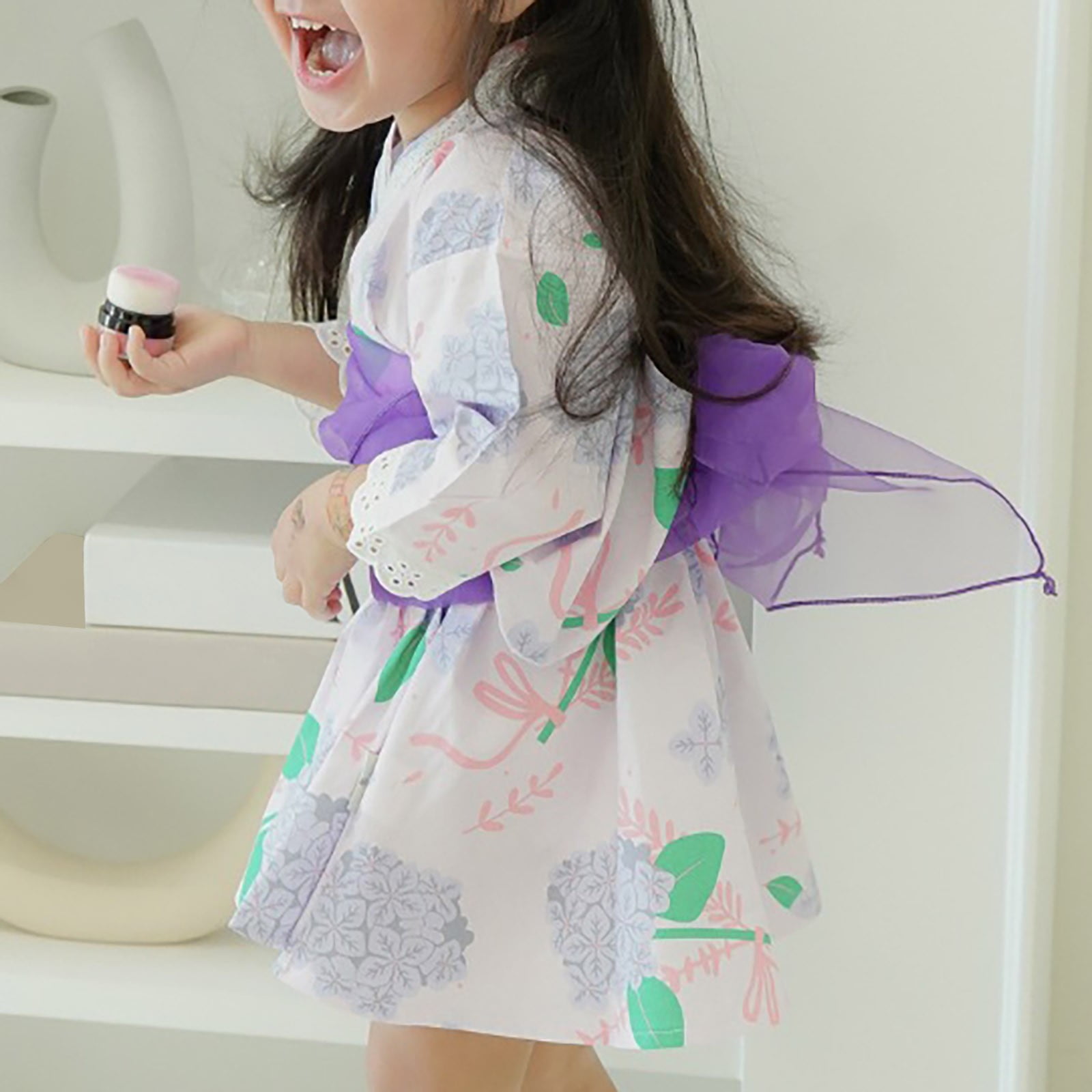 HAYIMI Kids Trendy Girls Outfit Sets Flower Printed Kimono Long Sleeve ...