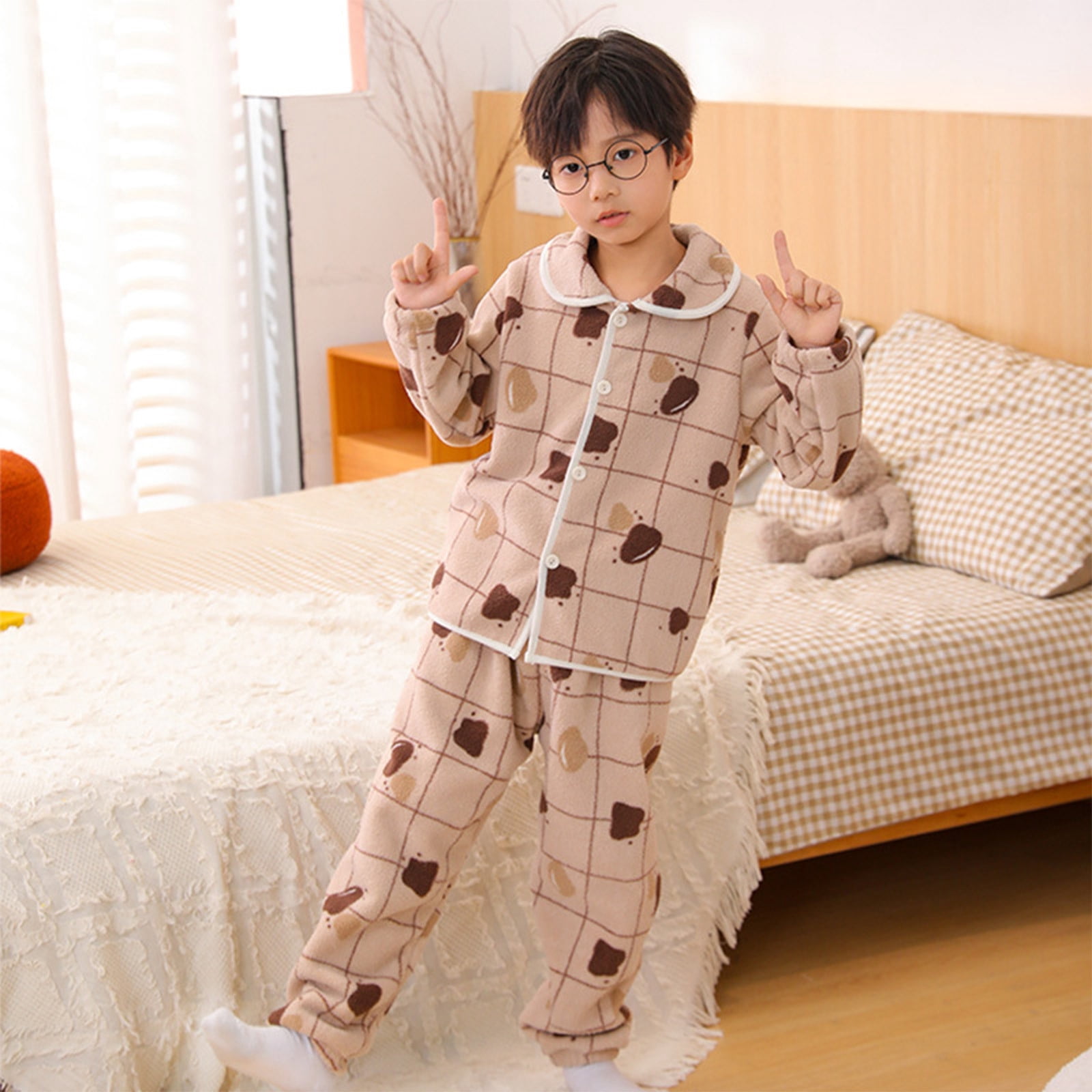 HAYIMI Toddler Boys Flannel Home Long Sleeve Lapel Shirts Tops With ...