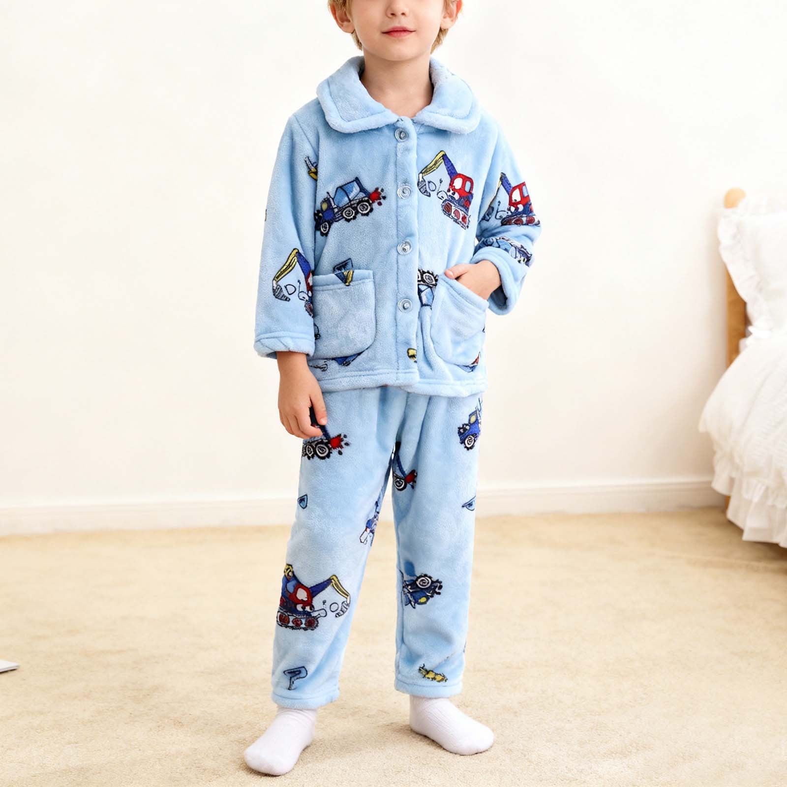 HAYIMI Toddler Cozy Flannel Long Sleeve Girls Cute Cartoon Print Kids ...