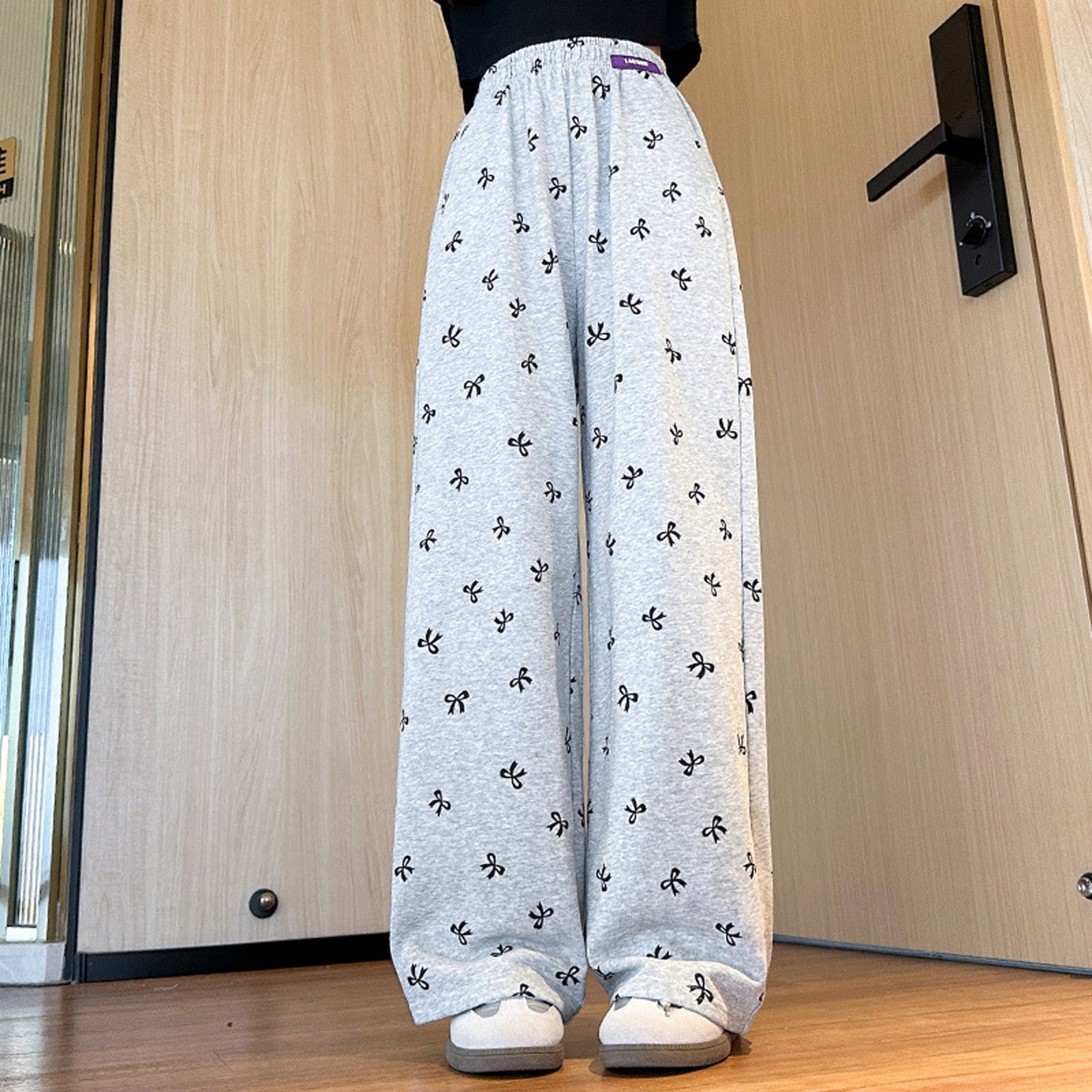 HAYIMI Toddler Girls Pants Casual Wide Leg Long Pants With Bow Print ...