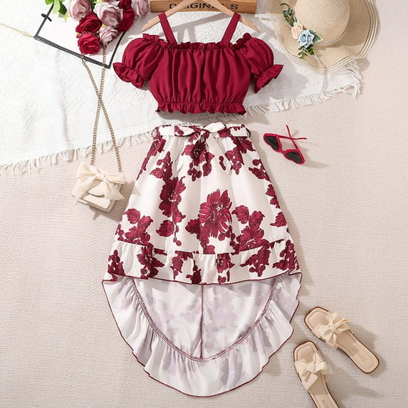 HAYIMI Toddler Outfit Sets Little Child Big Kids Girls One Shoulder O ...