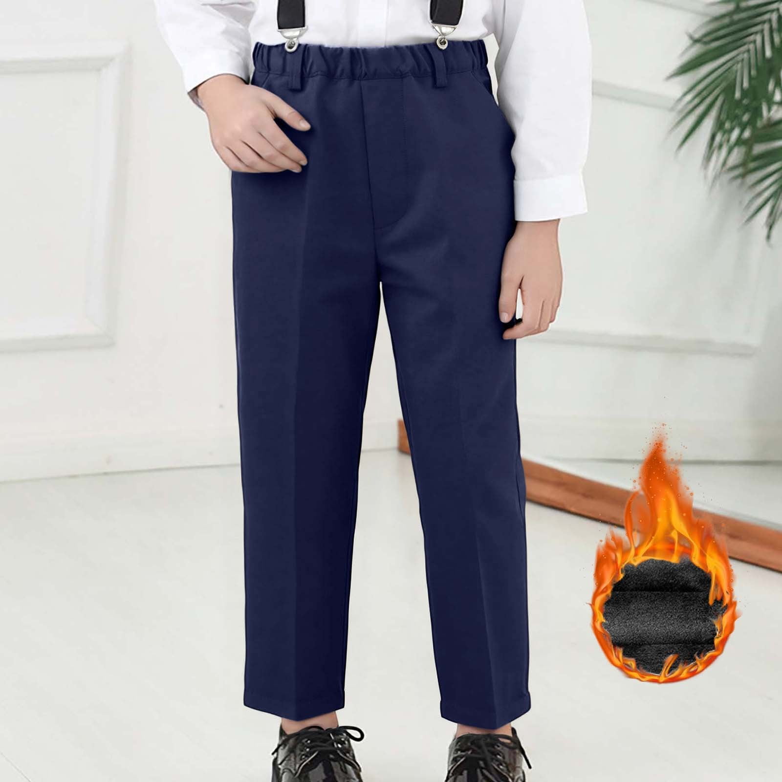HAYIMI Toddler Pants Boys Fuzzy Dress Pants Formal School Trousers Kids ...