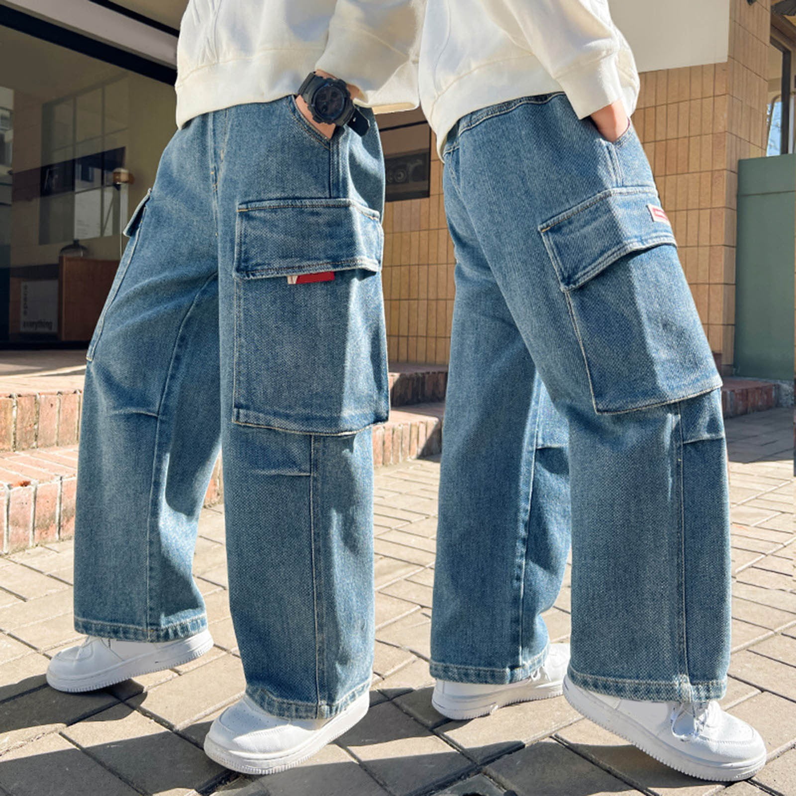 HAYIMI Toddler Pants Boys Straight Leg Jeans Casual Loose Fit Cargo ...