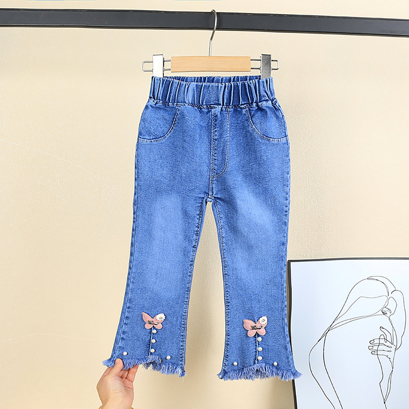 HAYIMI Toddler Pants Girls Denim Bottom Pants Flared Trousers For ...