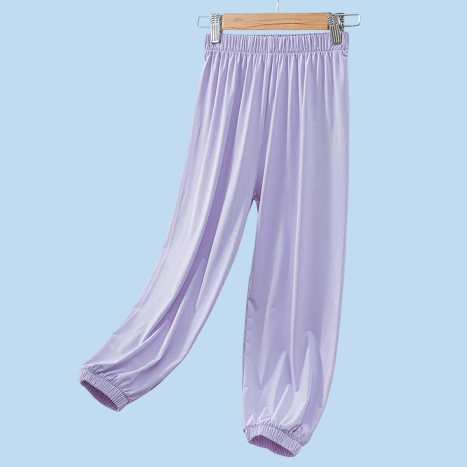HAYIMI Toddler Pants Girls Ice Silk Pants Elastic High Waisted Casual ...