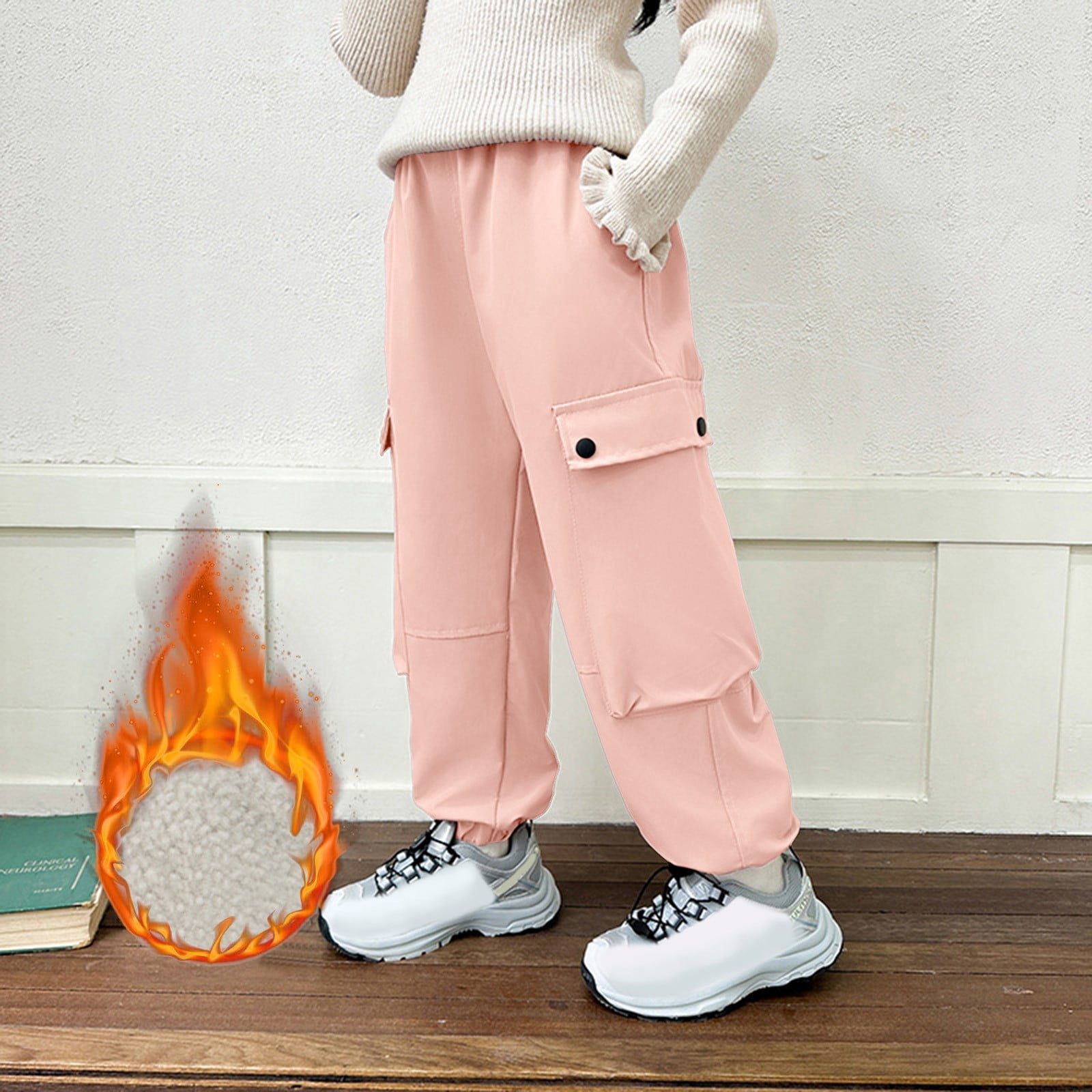 HAYIMI Toddler Pants Girls Winter Fuzzy Hiking Cargo Pants Outdoor ...