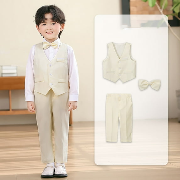 HAYIMI Toddler Vest Suits 3 Piece Outfit Tuxedo Set Kids Suit Boys ...