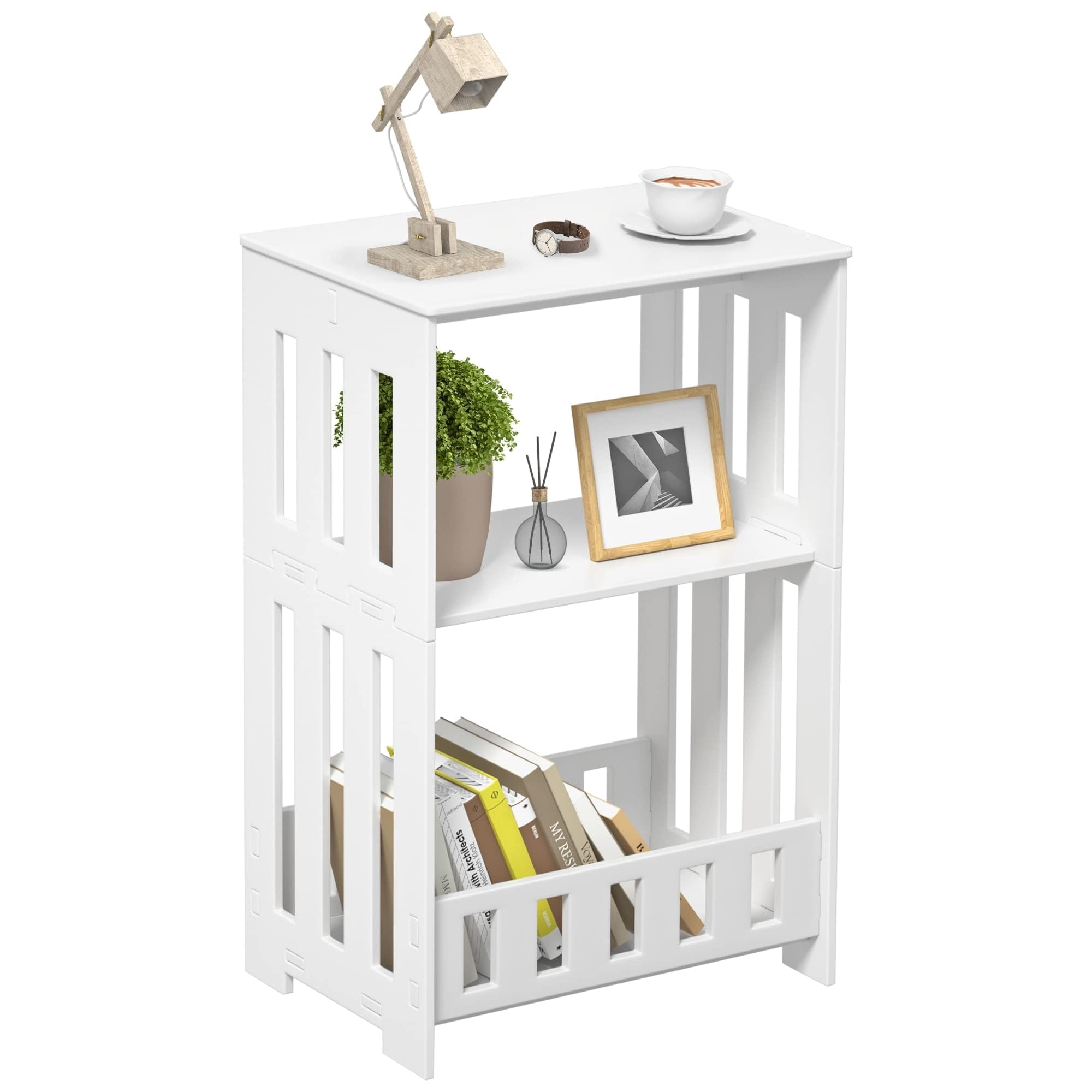 HAYOFAMY 3 Tier Side Table Night Stand, Narrow End Table with Display ...