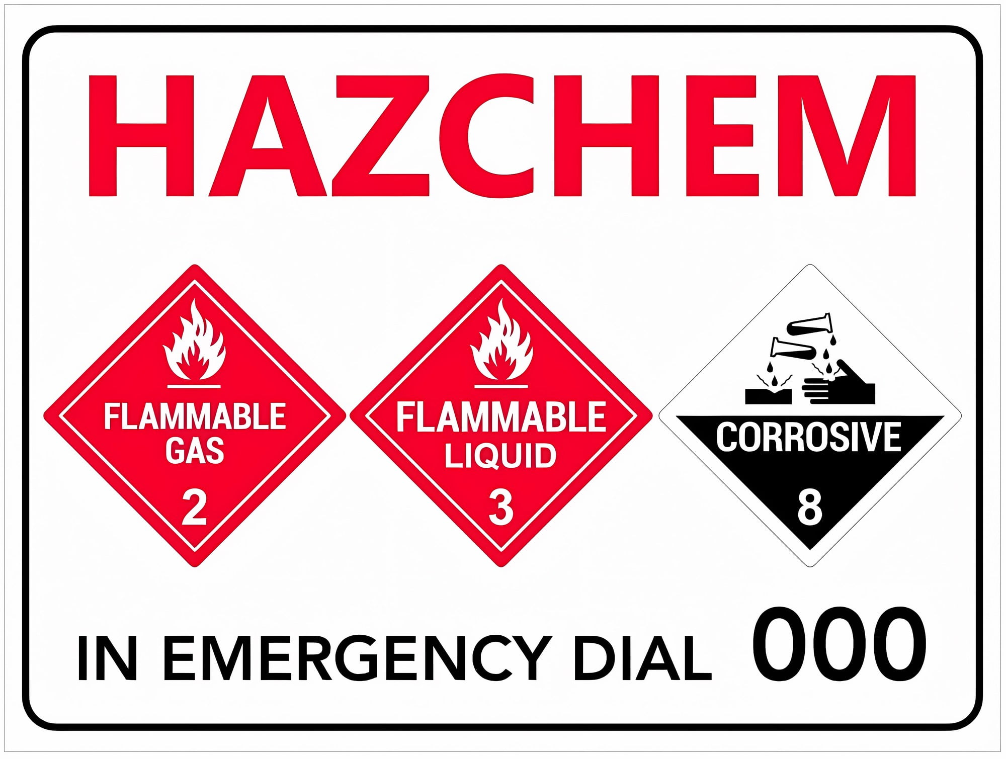 HAZCHEM Three Symbol Sign - 12×8 Inches, Metal Tin Hazard Sign ...