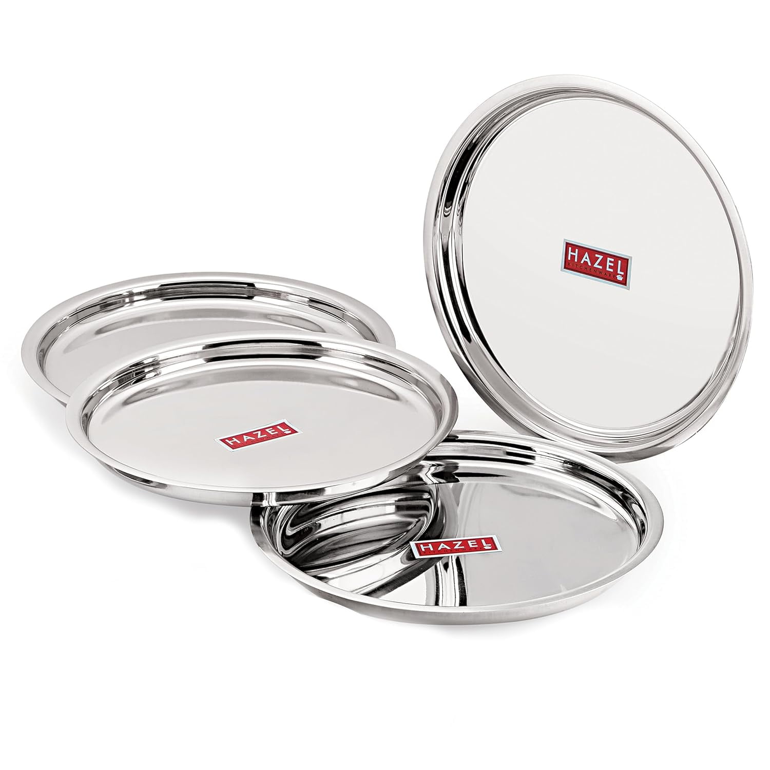 HAZEL Stainless Steel Plates Set Premium Mirror Finish Thali Set ...