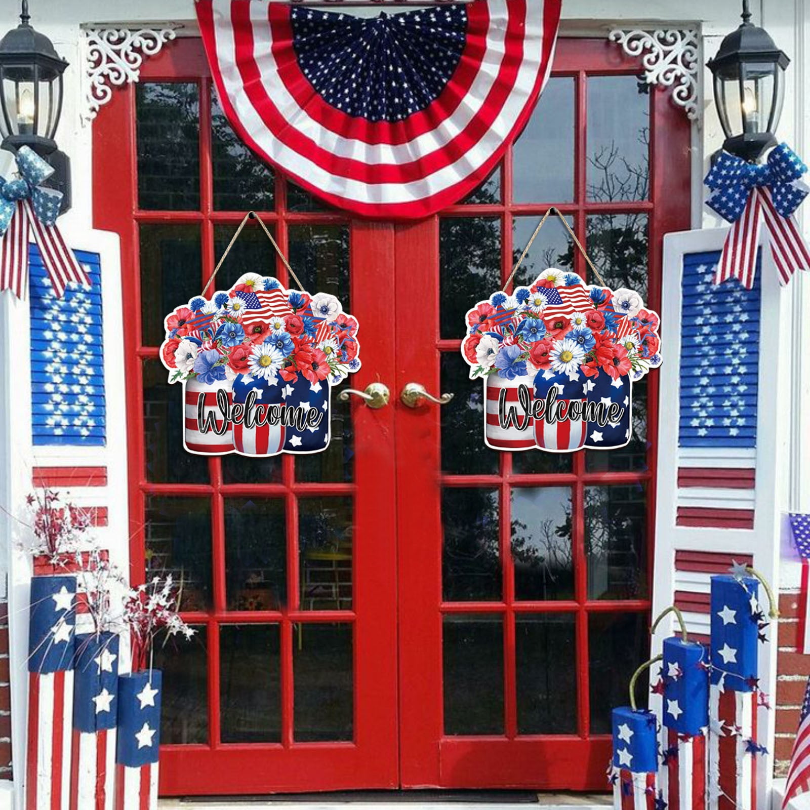 HAZIUA 1PCS Fourth of July Decoration Wooden Welcome Door Sign ...