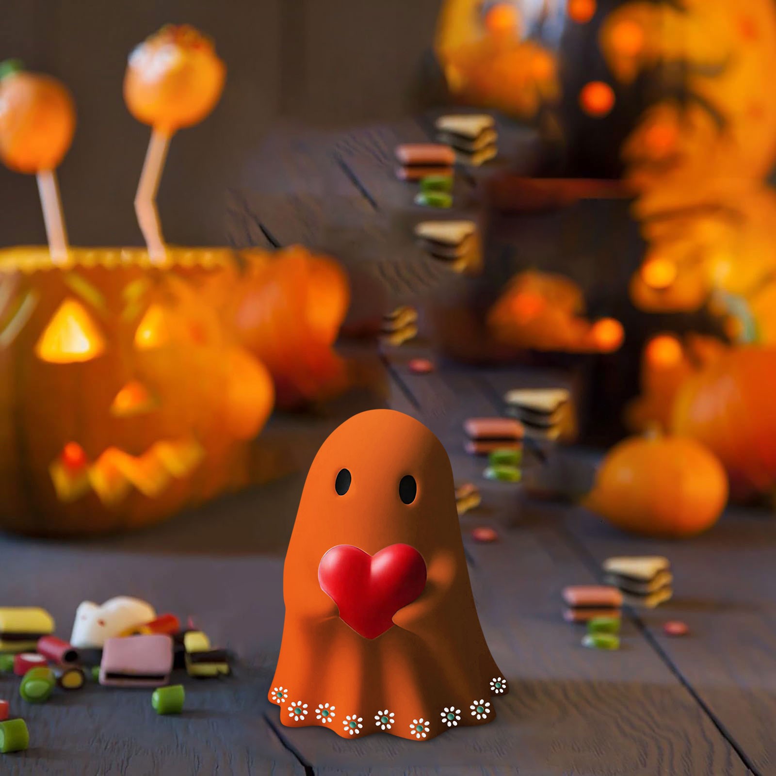 HAZIUA Cute Statue Halloween Figurine Cute Statue Holding Love Heart ...