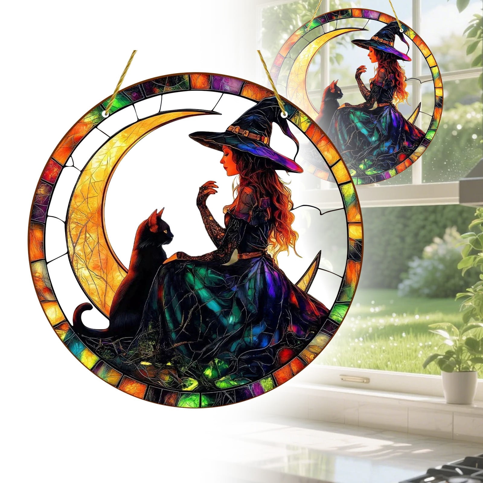 HAZIUA Halloween Witch Hat Design Hanging Ornament 2D Acrylic Magical ...
