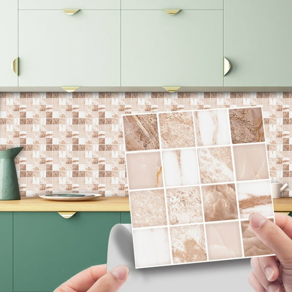 HAZIUA Under $5 10pc Peel And Stick Ceramic Tile Paste 3D Lattice ...