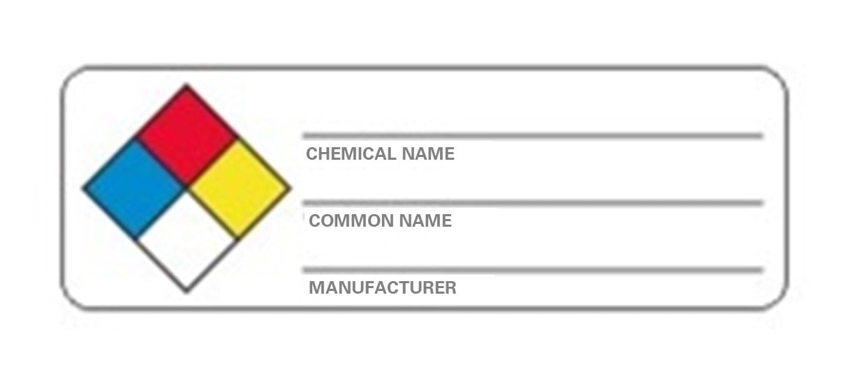 HAZMAT 4-Colors Label, Chemical Name, Common Name, Mfr, 1" x 3", Disp ...