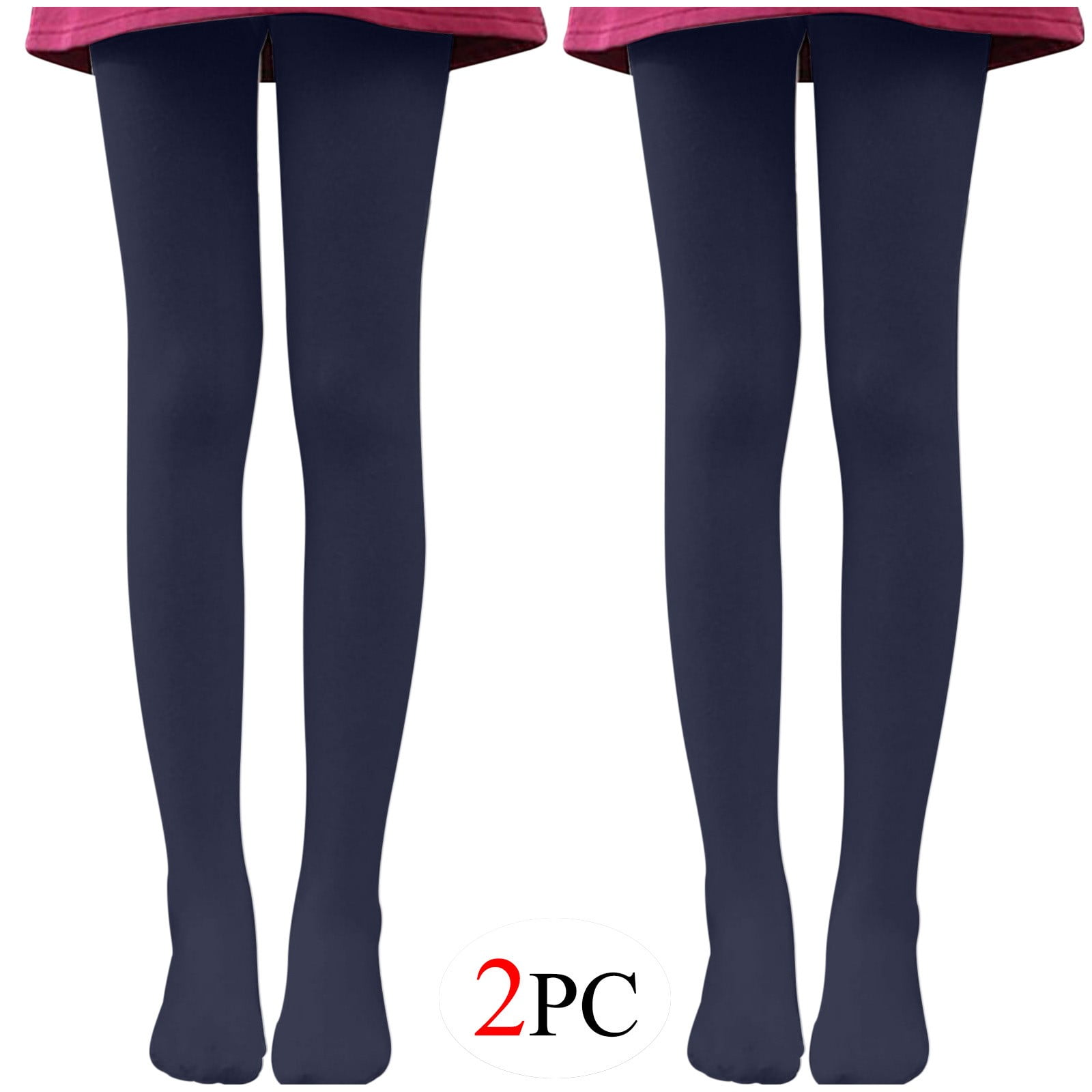 HAiming 2PC Women's Fleece Lined Tights High Waisted Opaque Pantyhose ...