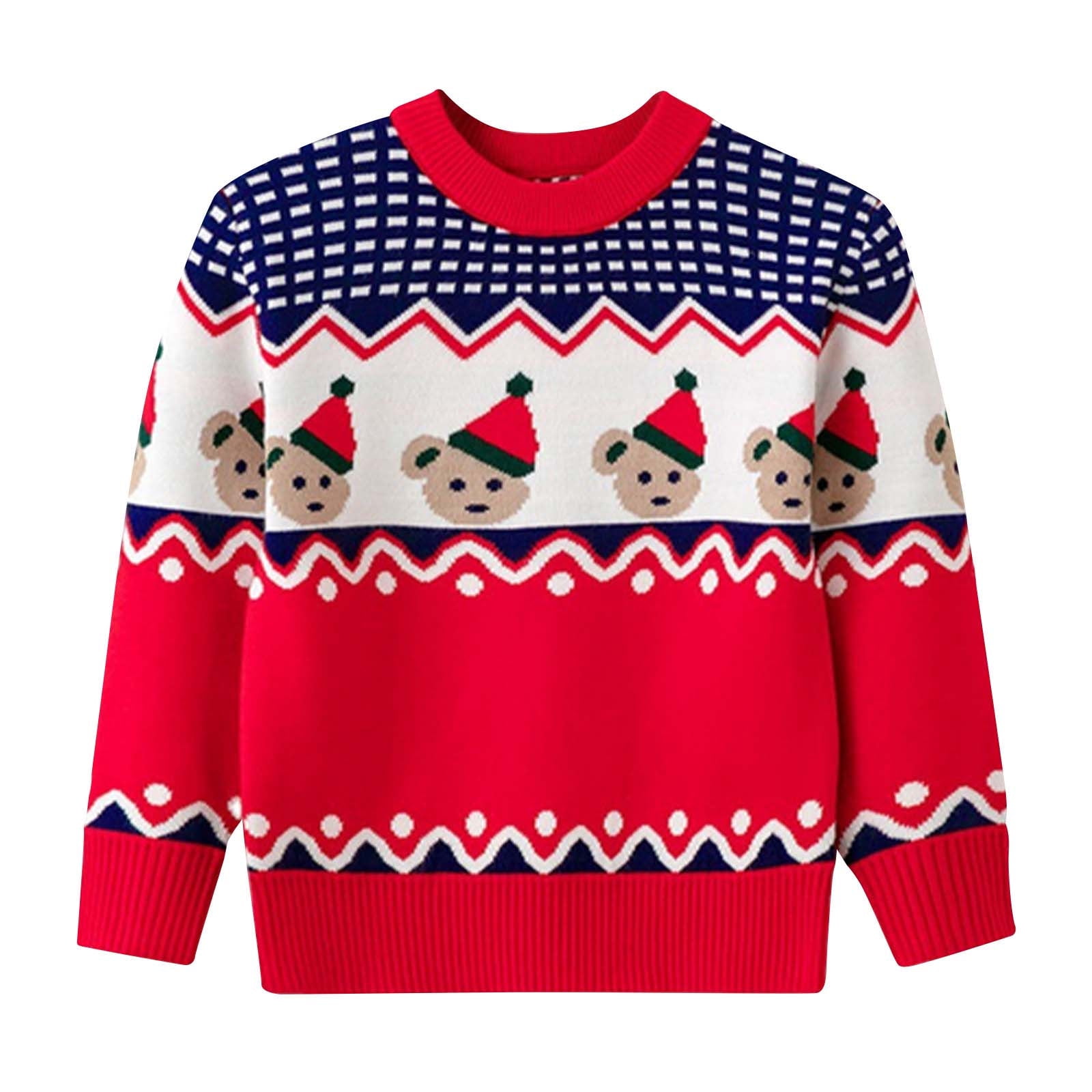 HAiming Christmas Girls Boys Sweater Kids Knitted Holiday Long Sleeve Round Neck Pullover ...