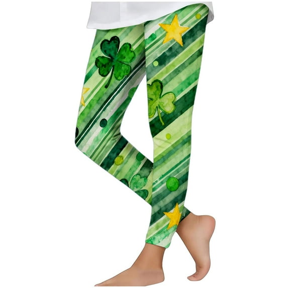 HAiming Girls St Patrick Leggings Kids Shamrock Printed Yoga Pants ...