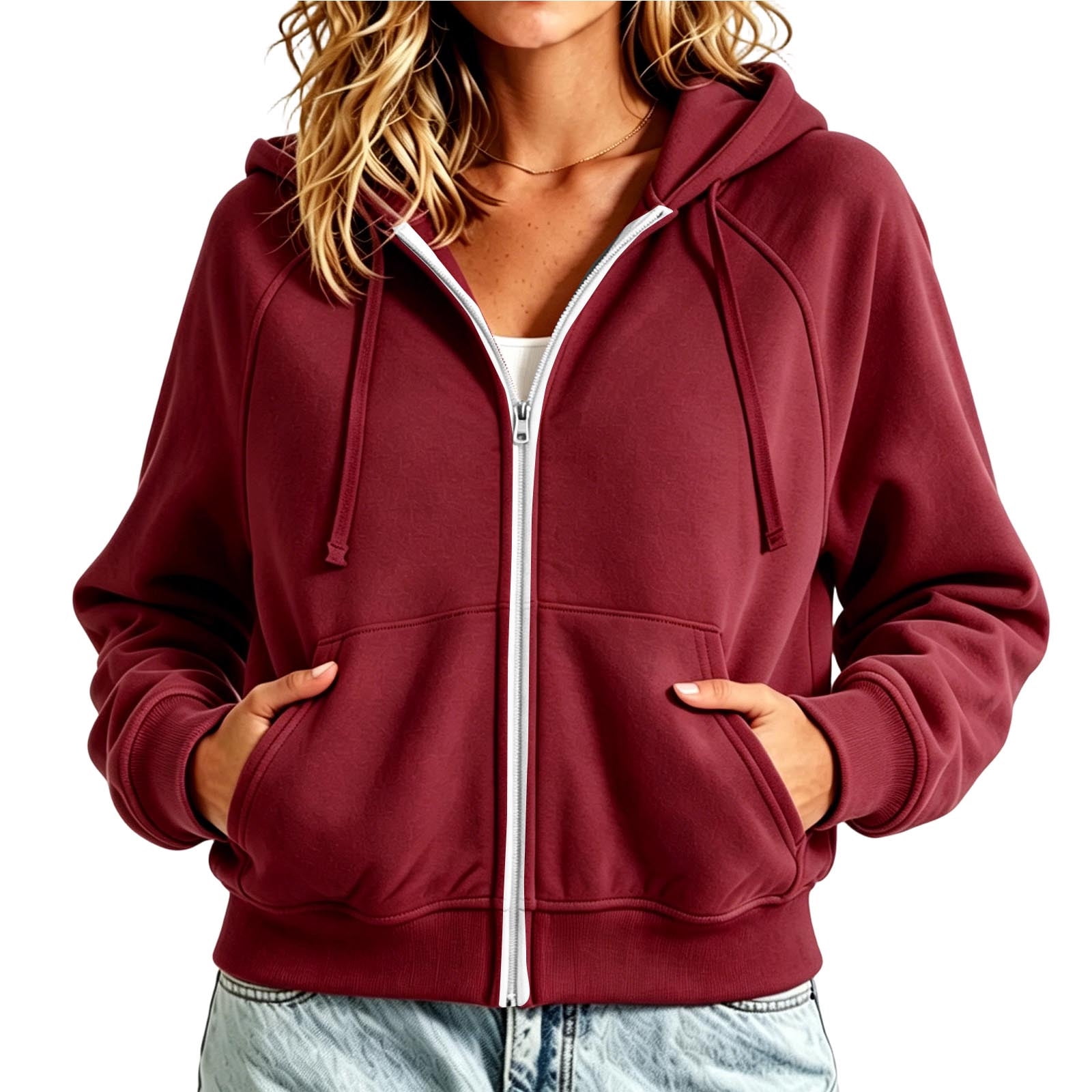HAiming Hoodies for Women Long Sleeve Solid Color Classic Drawstring ...