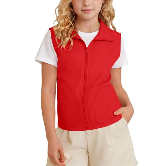 HAiming Kids Tank Tops Zipper Collared Athleisure T Shirts Solid Color ...