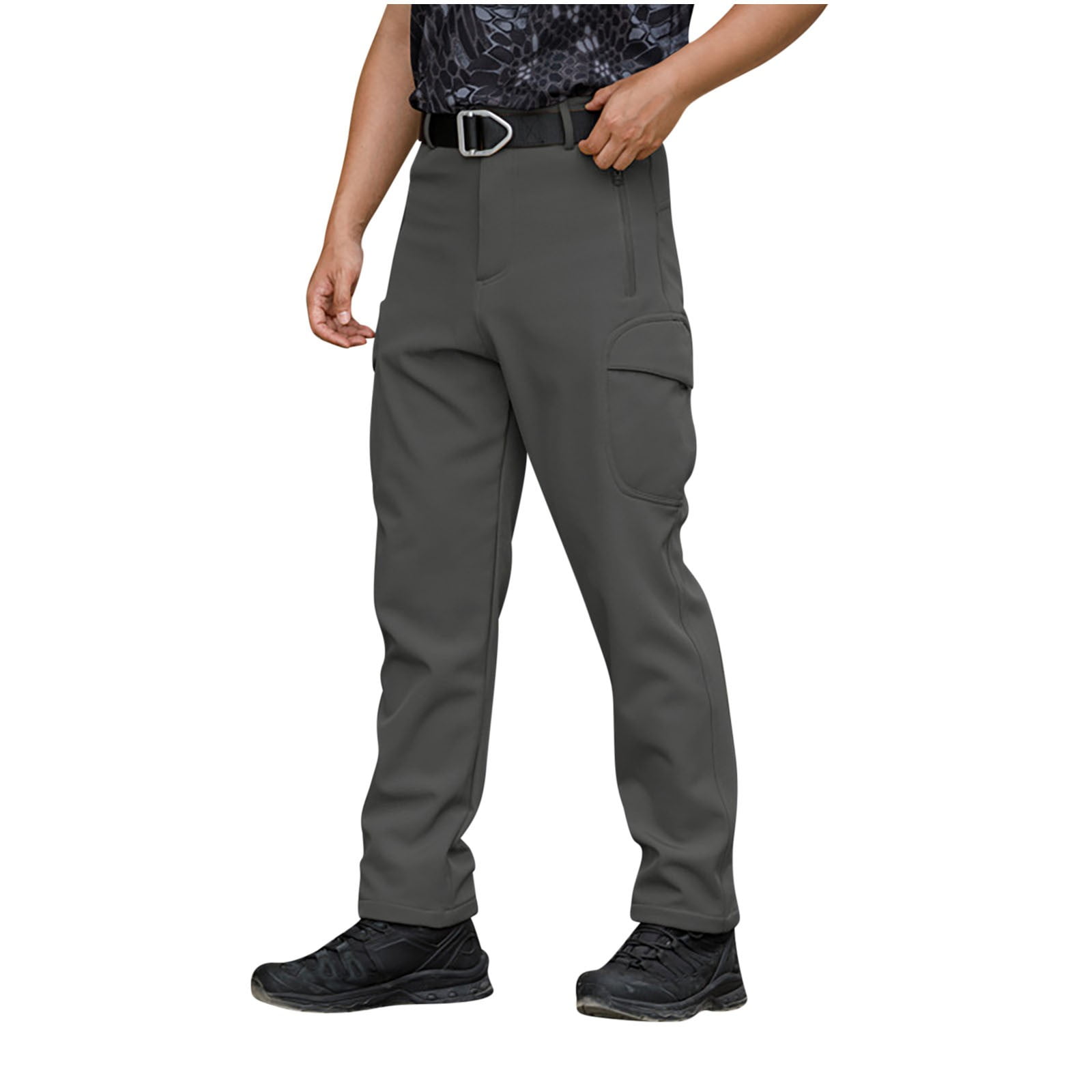 HAiming Men's Fleece Lined Hiking Pants Winter Casual Outdoor Cargo ...