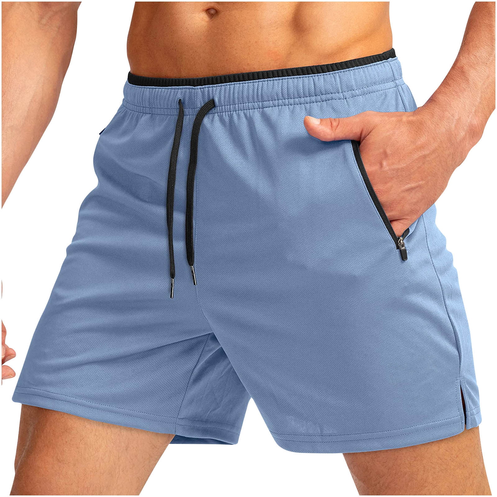 HAiming Men's Running Shorts with Zipper Pockets Drawstring Lightweight ...