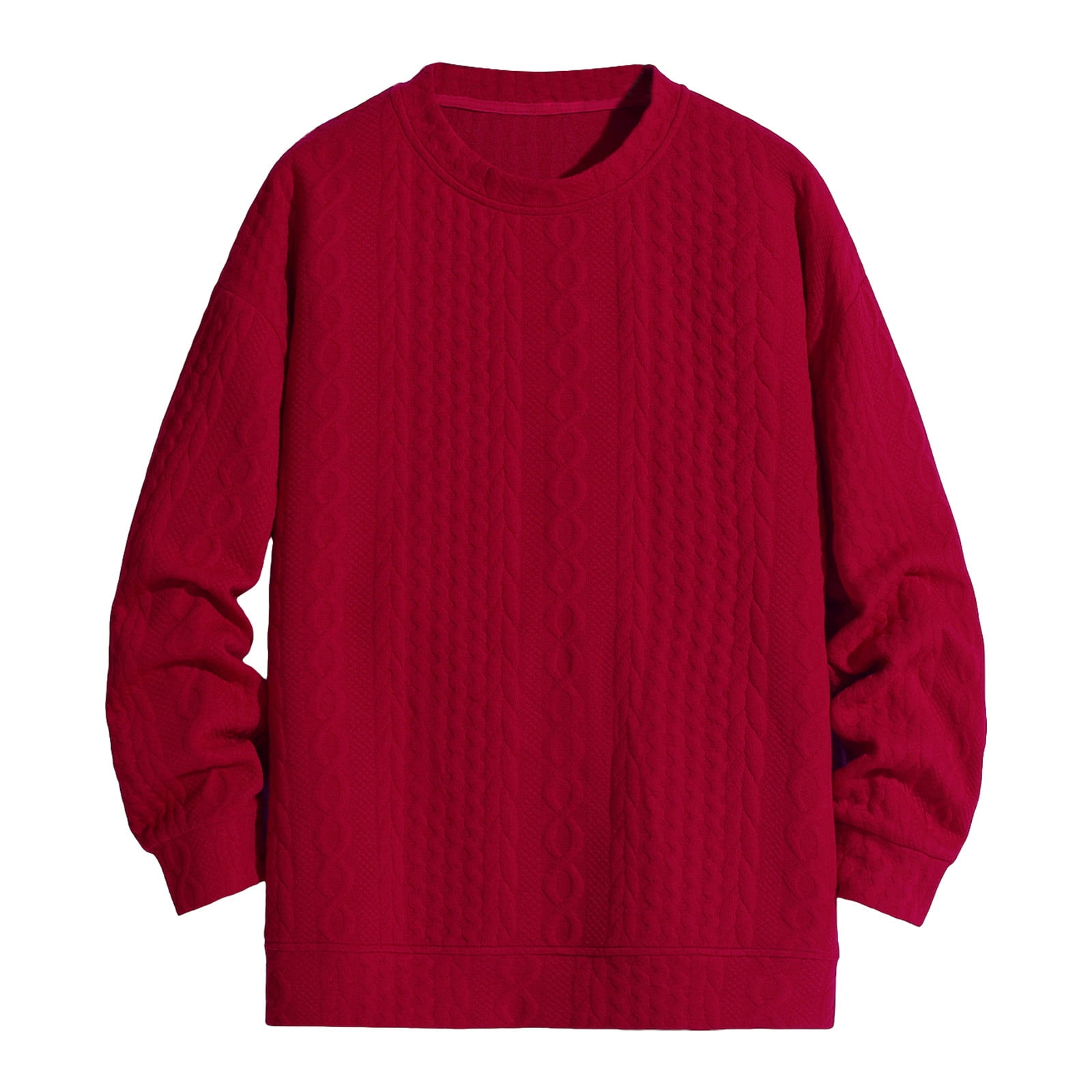 HAiming Men's Sweaters Solid Color Long Sleeved Crewneck Knit Pullover ...