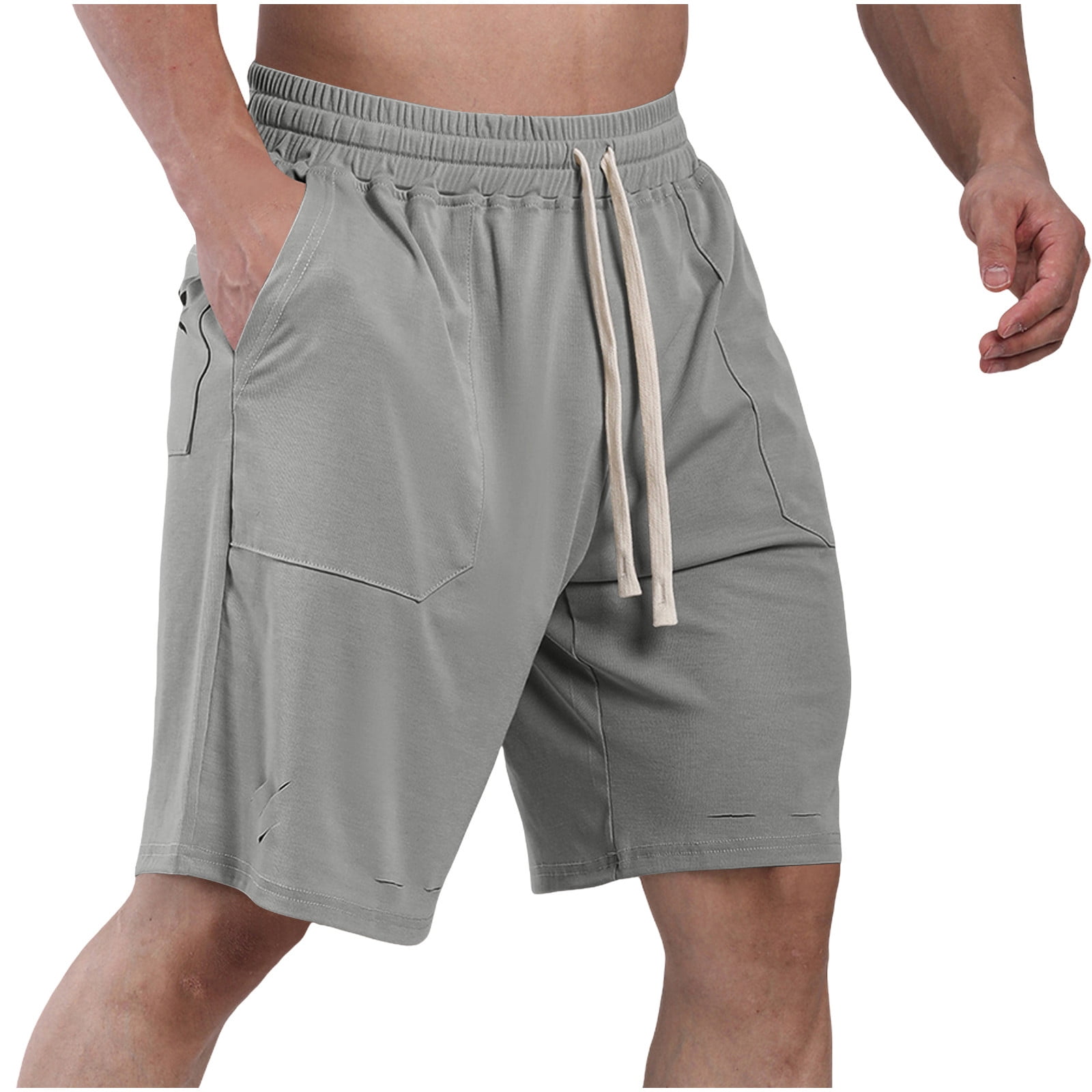 HAiming Mens Athletic Shorts Plus Size Casual Drawstring Elastic Waist ...