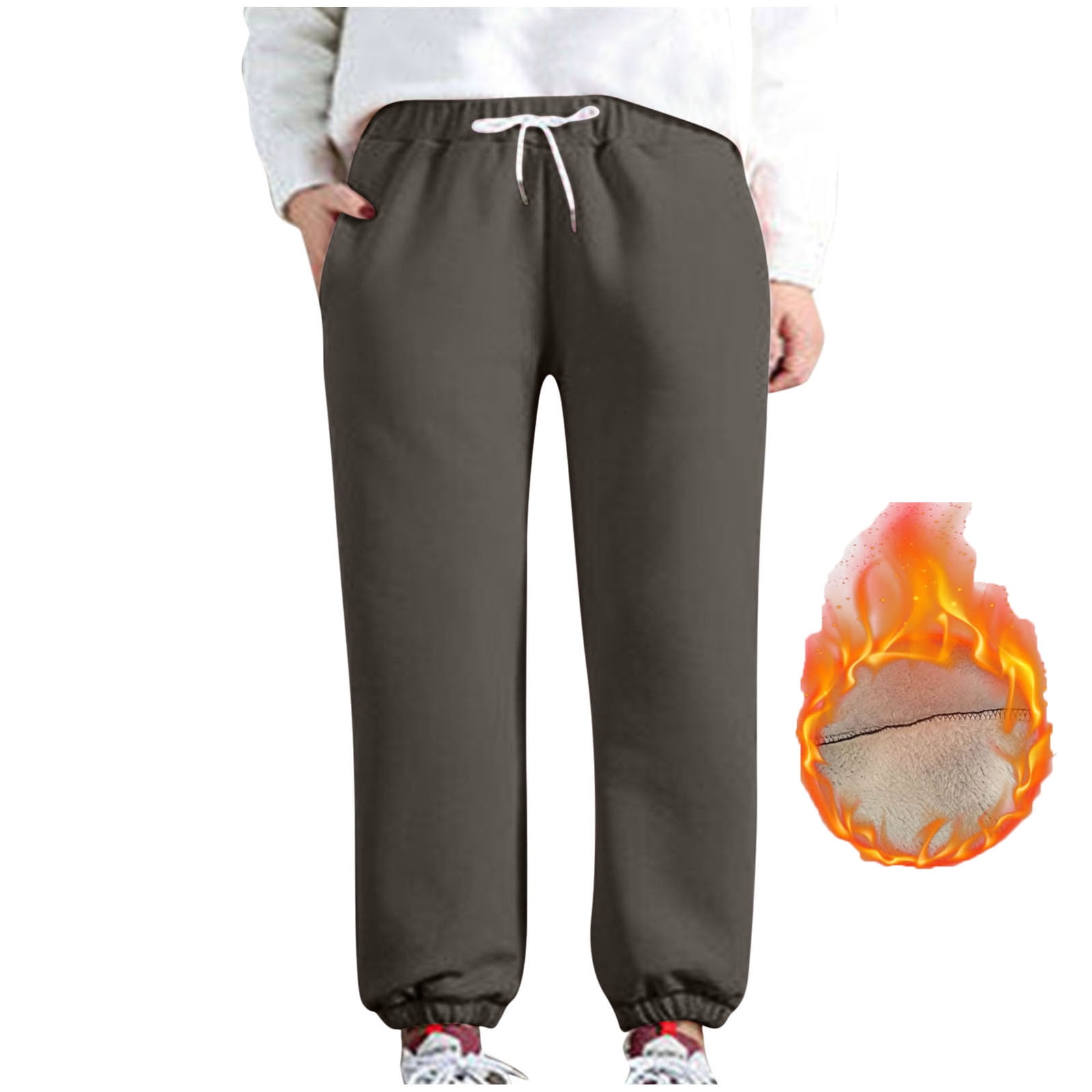 HAiming Plush Sweatpants for Women Winter Fleece Fuzzy Warm Pants Plus ...