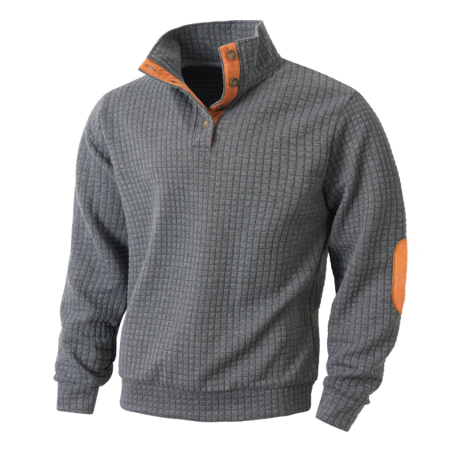 HAiming Shirts for Men Stand Collar Color Block Long Sleeve Shirt ...