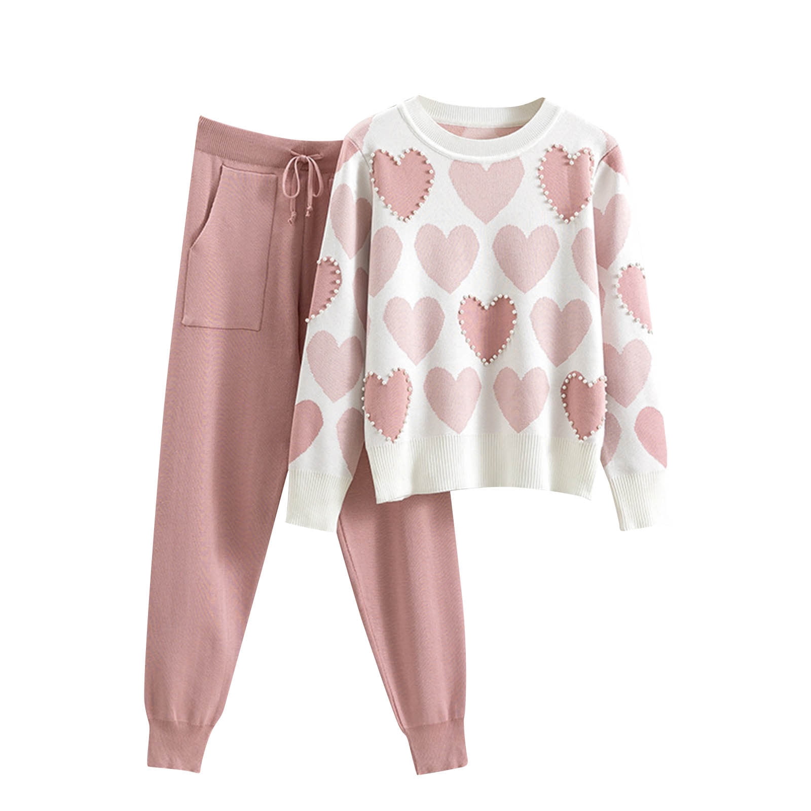 HAiming Women Two Piece Sweater Sets Print Long Sleeve Knitted Pullover ...