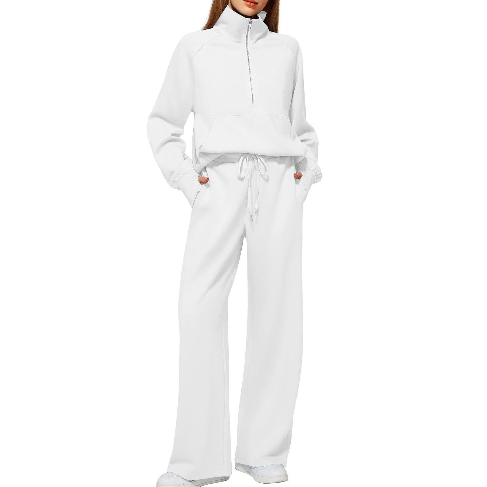 HAiming Women's 2 Piece Outfits Lounge Set 2025 Oversized Half Zip ...