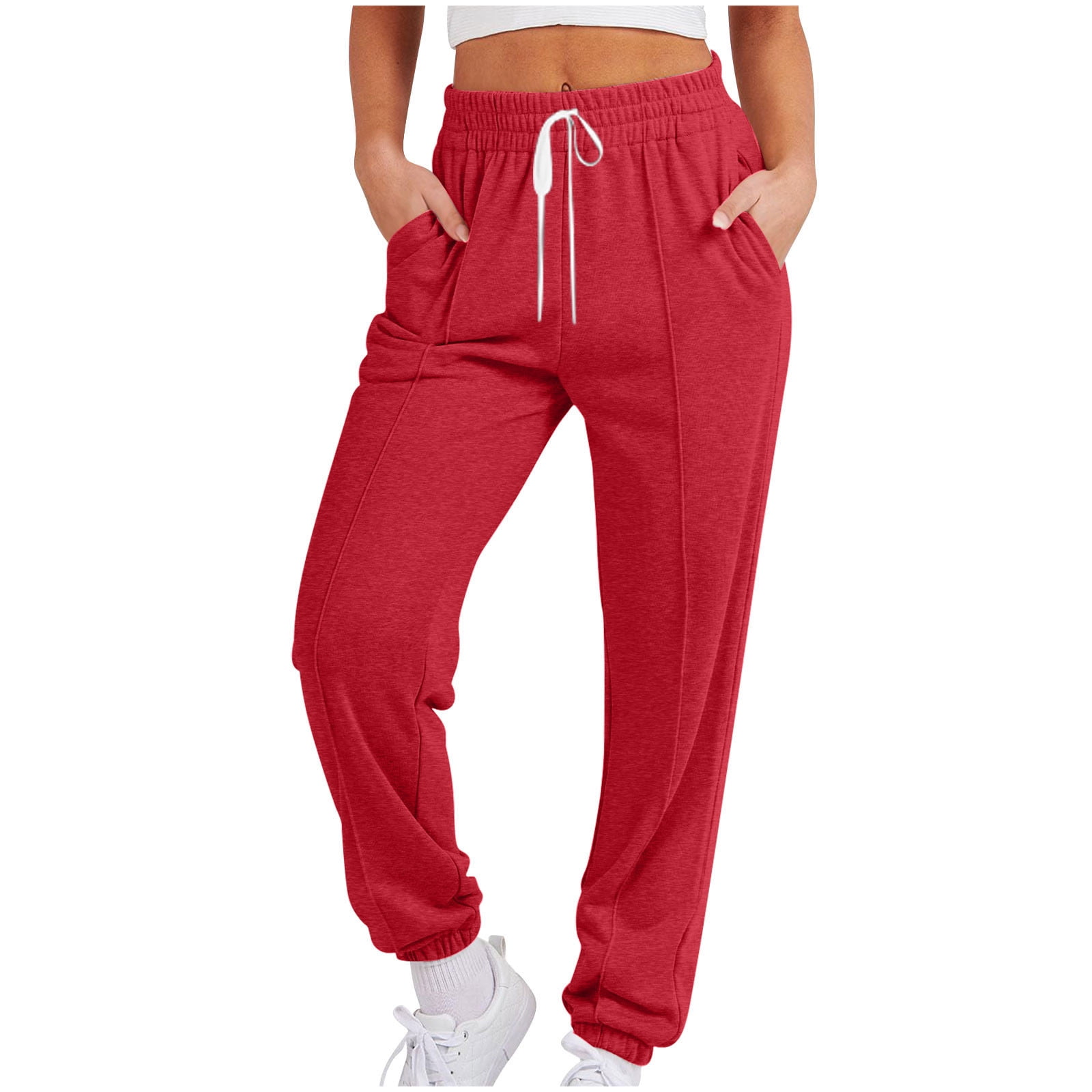 HAiming Women's Jogger Sweatpants Drawstring High Elastic Waist Sport ...