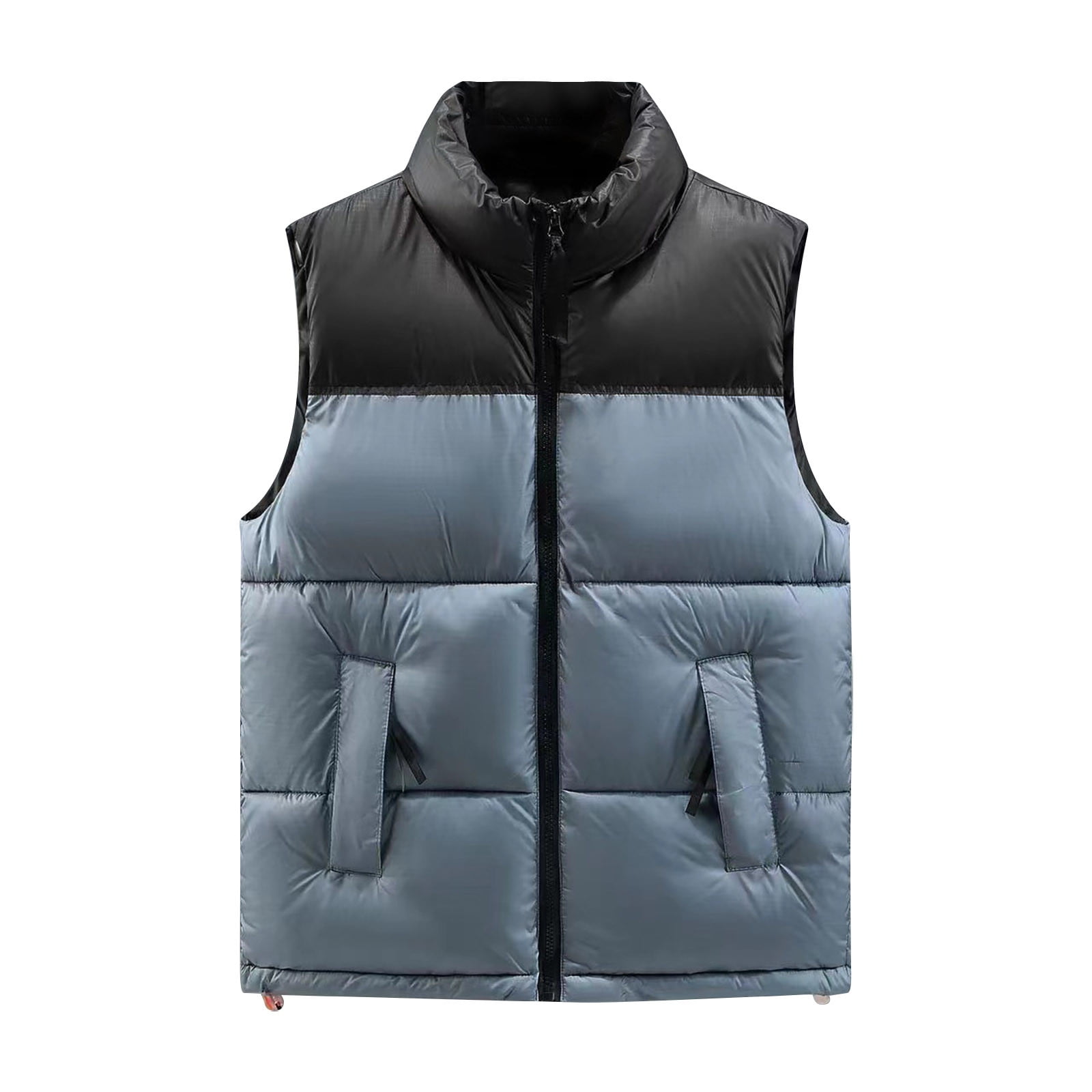 HAiming Women's Puffer Vest Winter Color Block Stand Collar Warm Padded ...