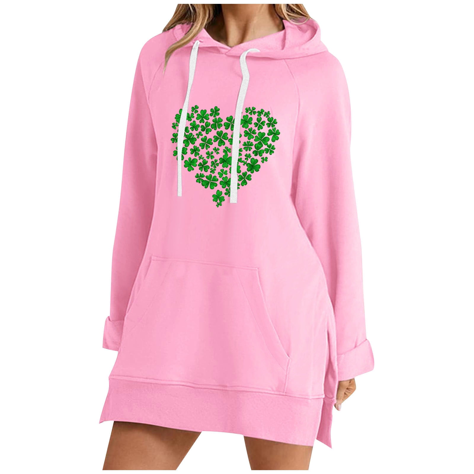 HAiming Womens St Patricks Day Hooded Sweatshirt Dress Long Sleeve Cute ...