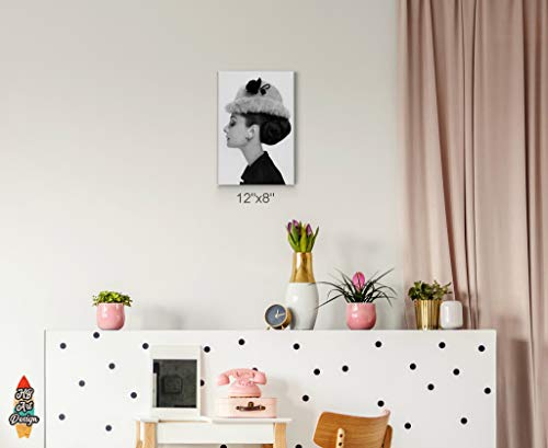 HB Art Design Audrey Hepburn Wall Art Side Profile with Hat Canvas Wall ...