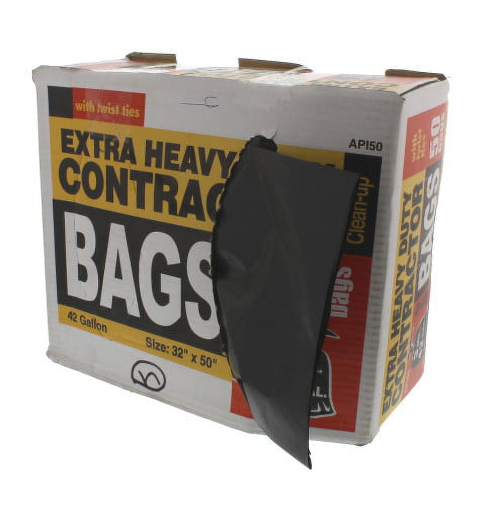 HB Smith Tools API 50 Contractor Trash Bags, 42 Gallon, 50 Box ...