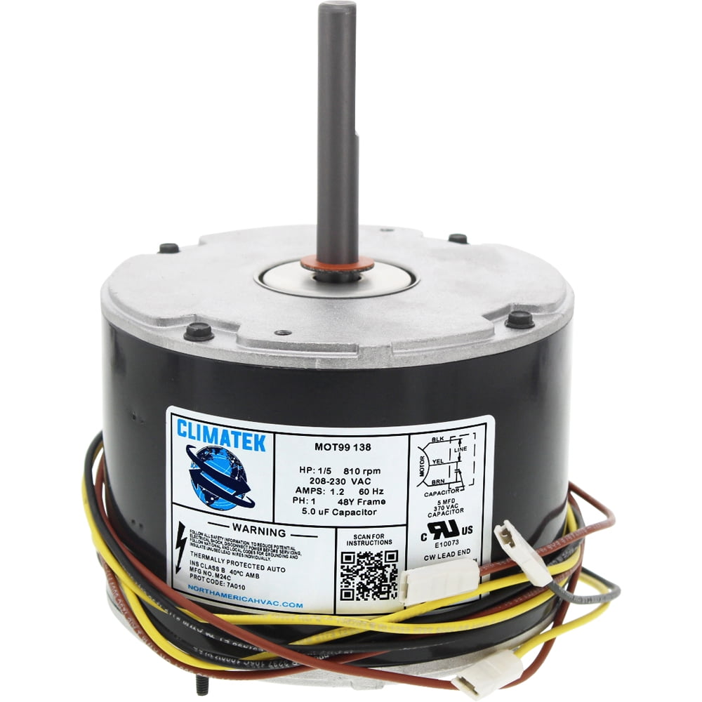 HB37GQ228 - ClimaTek Upgraded Condenser Fan Motor 1/5 HP 810 RPM 208 ...