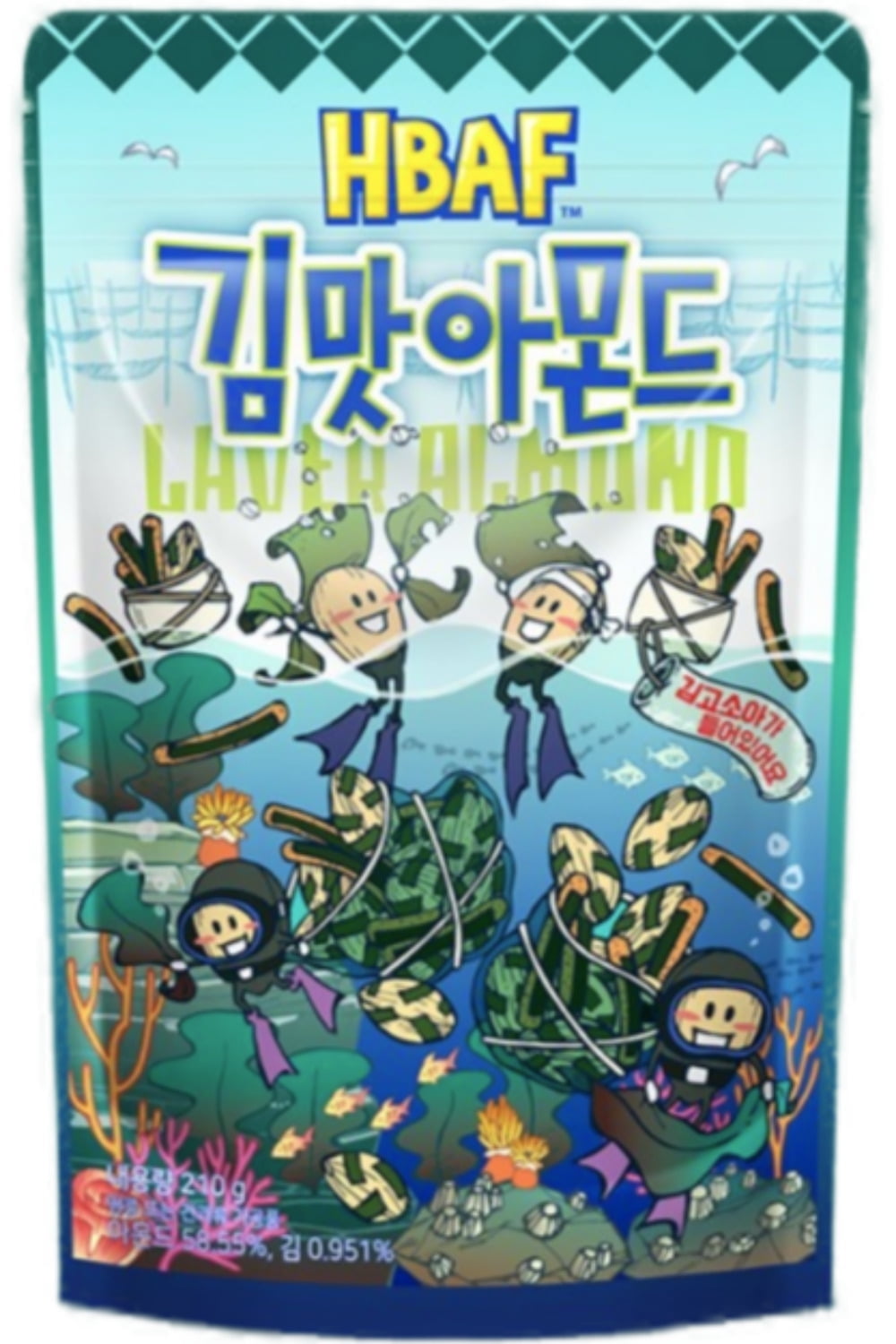 HBAF Korean Laver Seaweed Seasoned Almonds Nut | Nutritious Kids After ...