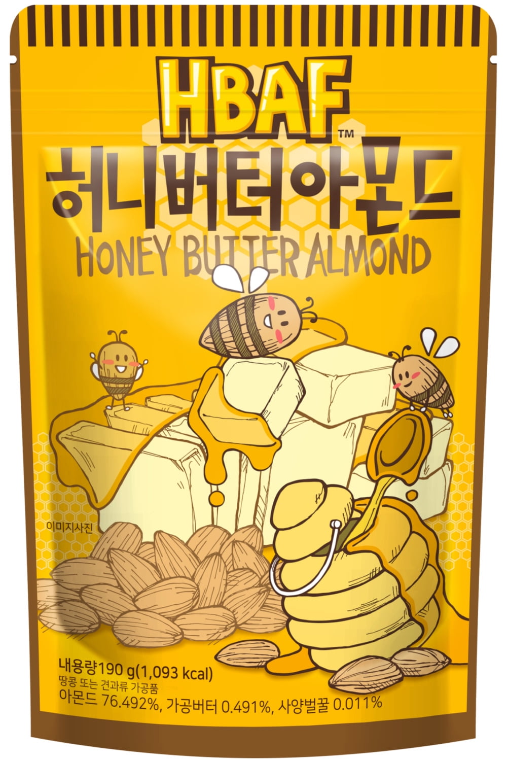 HBAF Korean Honey Butter Almonds, Nutritious Snack for School/Work/Trips, 190g Pack - Walmart.com