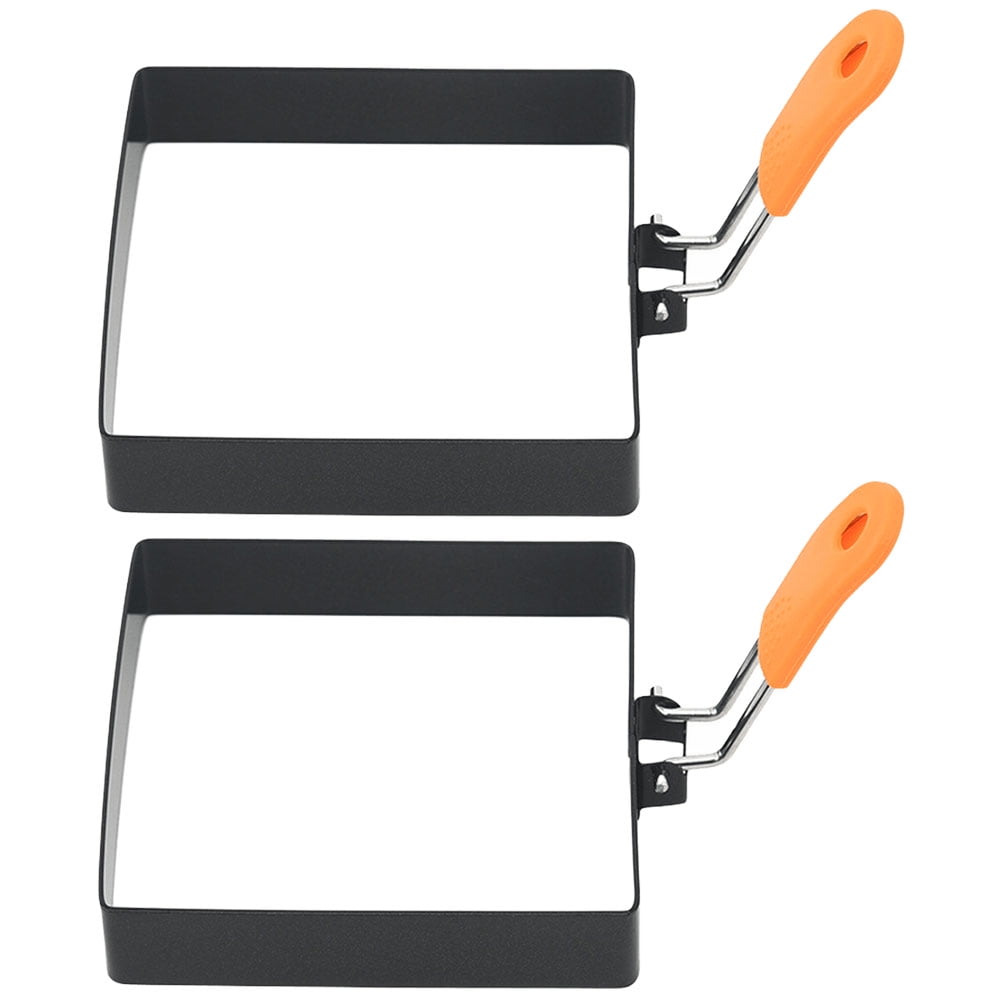HBASD 3.9in Square Egg Rings with Silicone Anti-scald Handle, Stainless ...