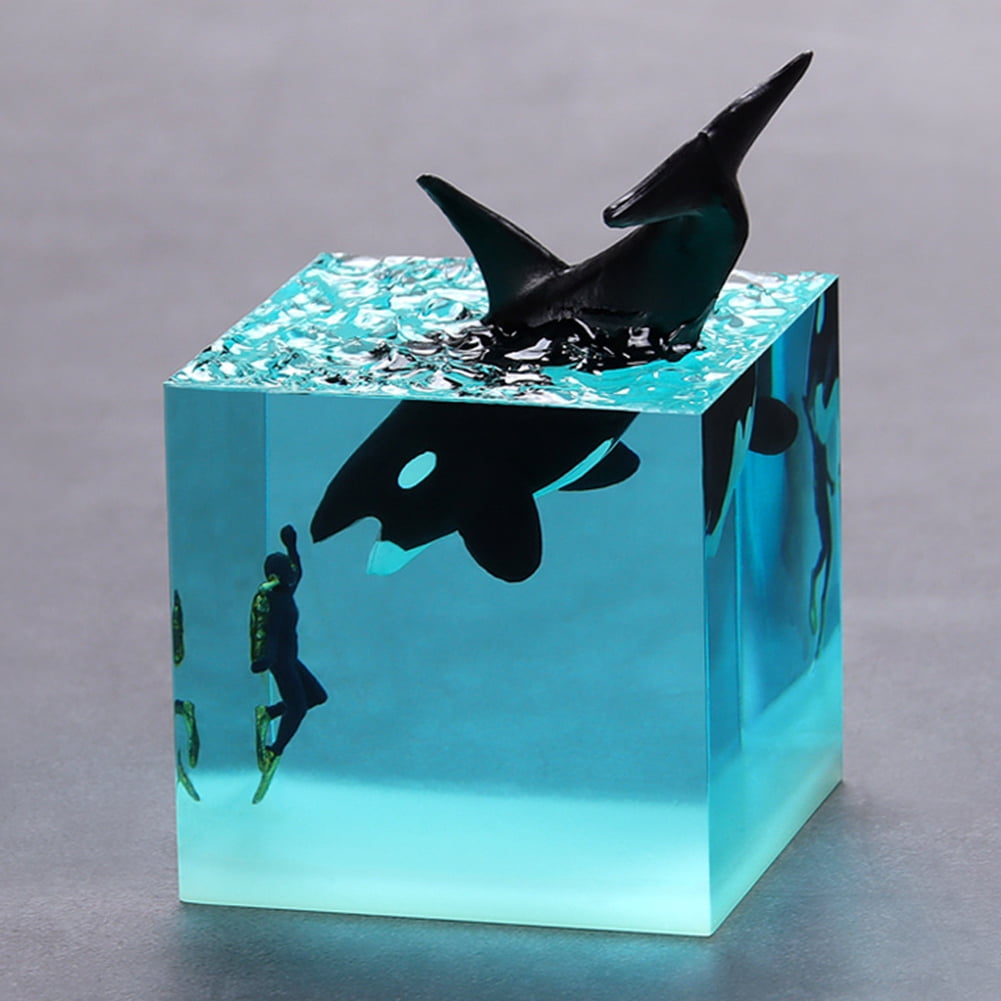 HBASD 3D Resin Marine Whale Cube Gift for Women Men, Luminous Whale ...
